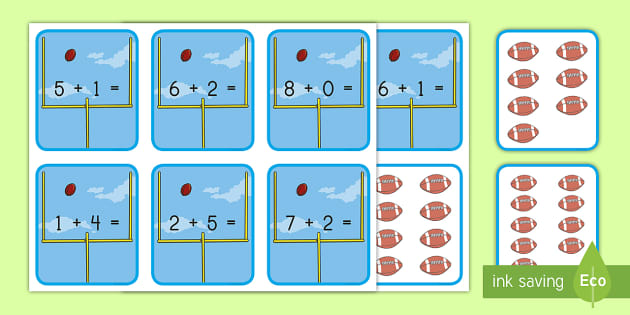 Super Bowl Addition Matching Cards (Hecho por educadores)