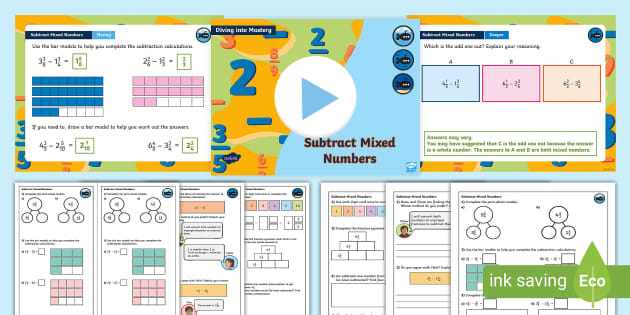 👉 Y6 Diving into Mastery: Step 8A Subtract Mixed Numbers Pack