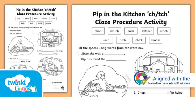 Pip in the Kitchen 'ch/tch' Cloze Procedure Activity