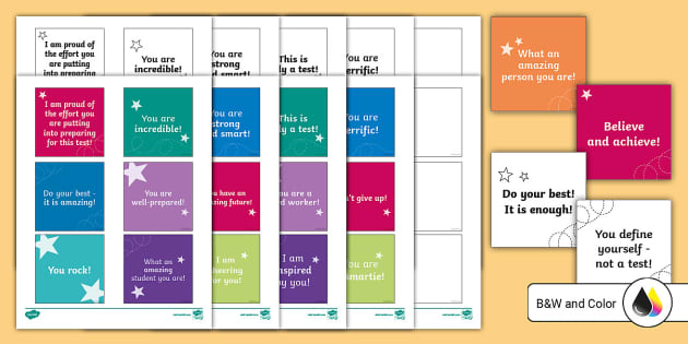 Positive Affirmation Sticky Notes for Test Taking for 3rd-5th Grade