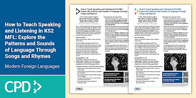 How to Teach Speaking and Listening in KS2 MFL: Explore the Patterns and