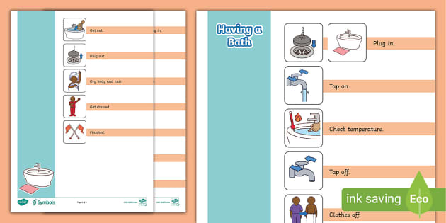 Twinkl Symbols: Having a Bath Visual Schedule - Twinkl