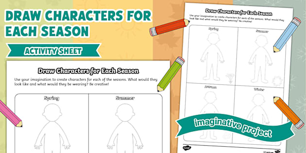 Draw Characters for Each Season Activity Sheet