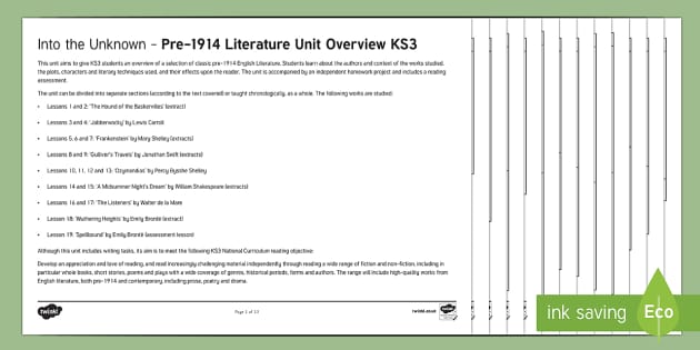 FREE! - Into The Unknown Unit Overview (teacher made)