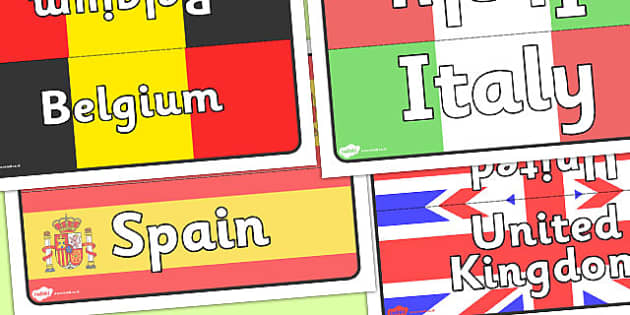 European Flags Class Table Group Signs