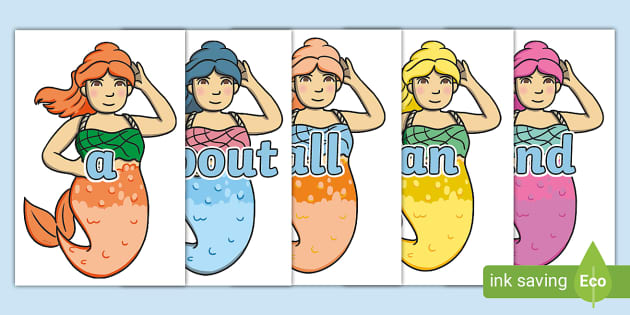 100 High Frequency Words on The Little Mermaid - Twinkl