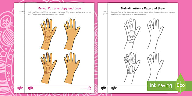 Mehndi Patterns Copy and Draw Activity (Teacher-Made)