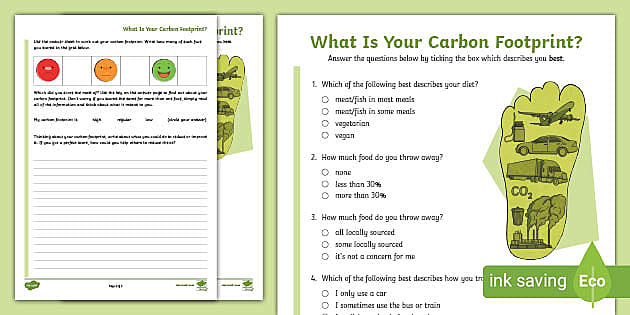 Earth Day What is Your Carbon Footprint? Activity Sheet