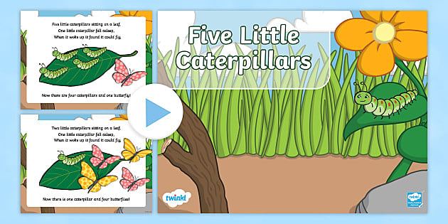 Five Little Caterpillars Minibeast Counting PowerPoint