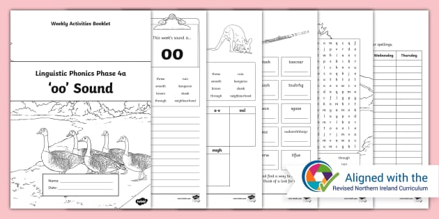 NI Linguistic Phonics Phase 4a 'oo' Sound Weekly Activities Booklet