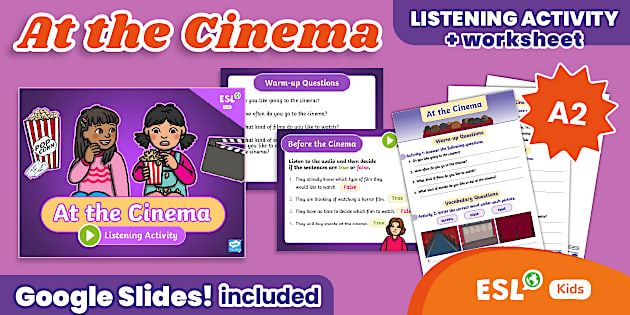 ESL At the Cinema: Listening Activity [Kids, A2]