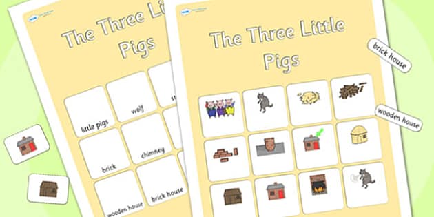 The 3 Little Pigs Vocabulary Matching Mat (teacher made)