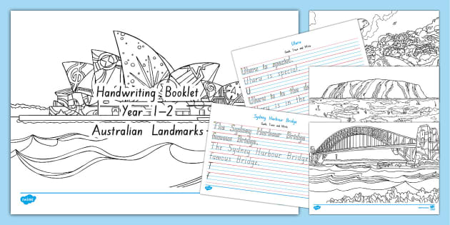Australian Landmarks Handwriting and Colouring Booklet