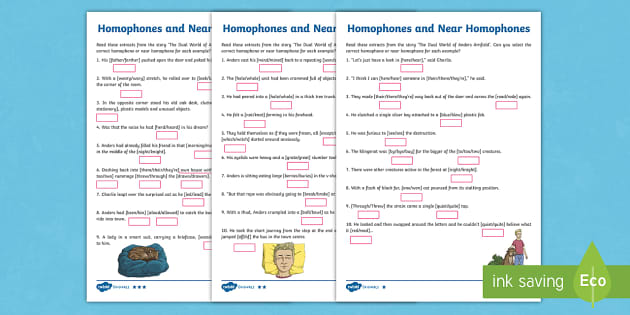 Homophones Worksheets Differentiated Activity - Age 7-11