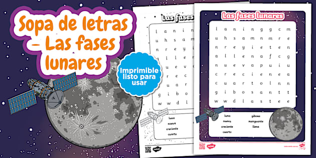 Hoja de actividad: Sopa de letras - Las fases lunares