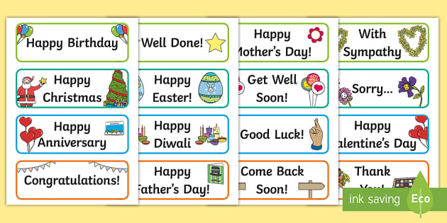 Greetings Card Message Word Cards (creat de profesori)