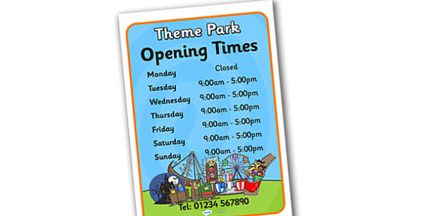 Theme Park Opening Times (teacher made)