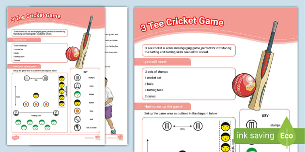 3 Tee Cricket Game (teacher made) - Twinkl