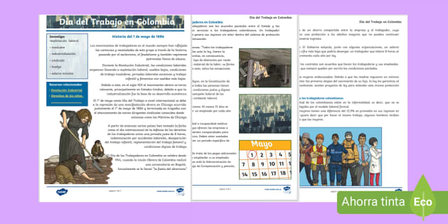 Comprensión de lectura El día del trabajo - Twinkl Colombia