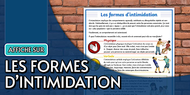 Types of Bullying Poster French