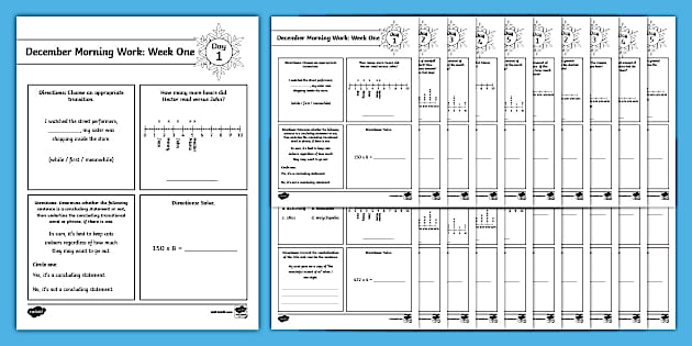Fifth Grade December Morning Work Bundle - Twinkl