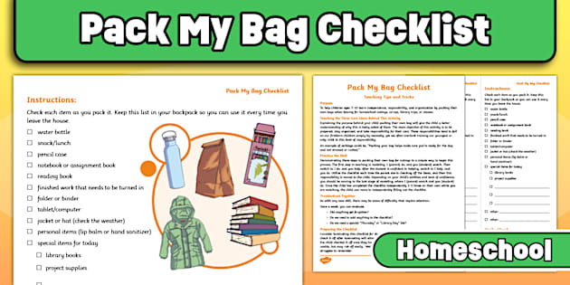 Life Skills: Pack My Bag Checklist for Homeschool