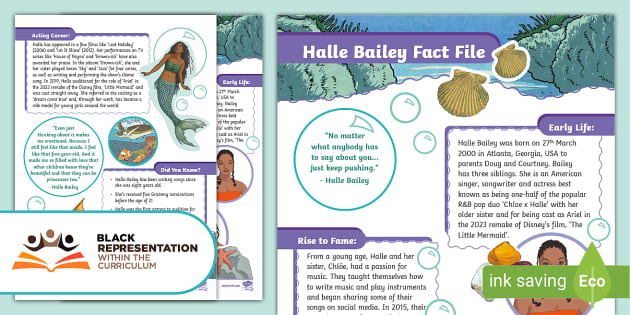 KS2 Halle Bailey Fact File (l'enseignant a fait) - Twinkl