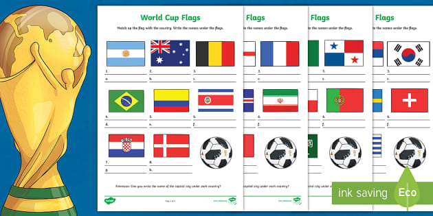 World Cup Flags Worksheets - European Flag Worksheets