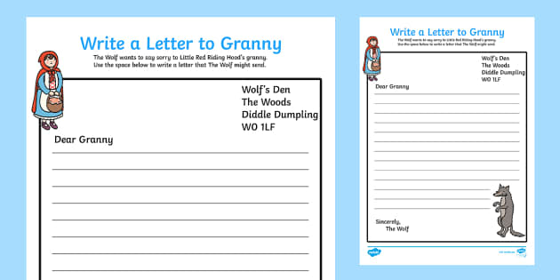 Letter to Granny From the Wolf Little Red Riding Hood Writing Frame