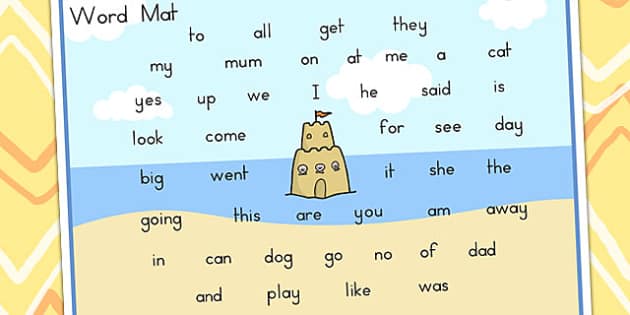 FREE! - Seaside Themed Foundation Kindergarten Word Mat