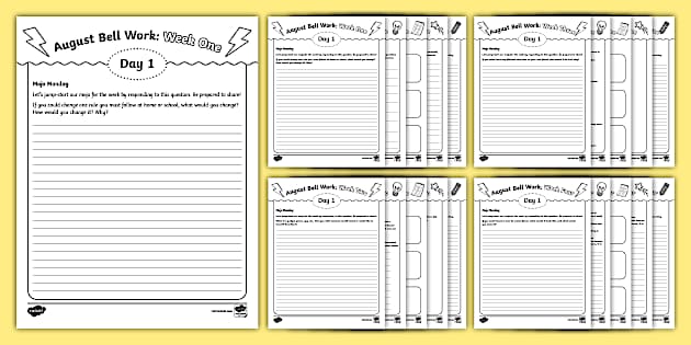 Seventh Grade ELA August Bell Work Bundle (teacher made)