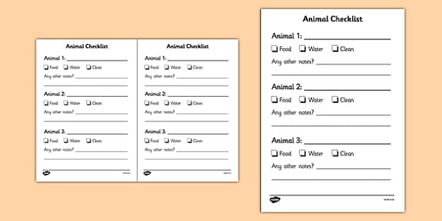 Noah's Ark Role Play Animal Checklist (professor feito)