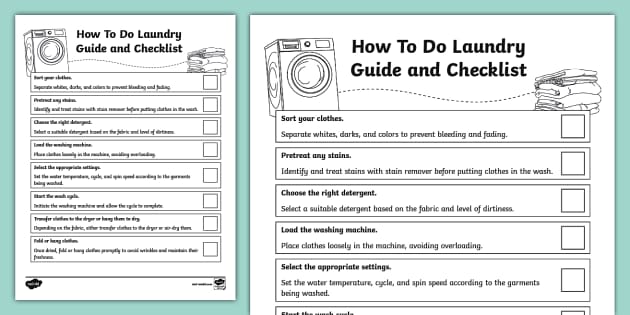 Life Skills: How To Do Laundry Guide and Checklist - Twinkl
