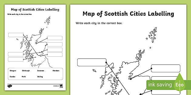Map of Scottish Cities Labelling