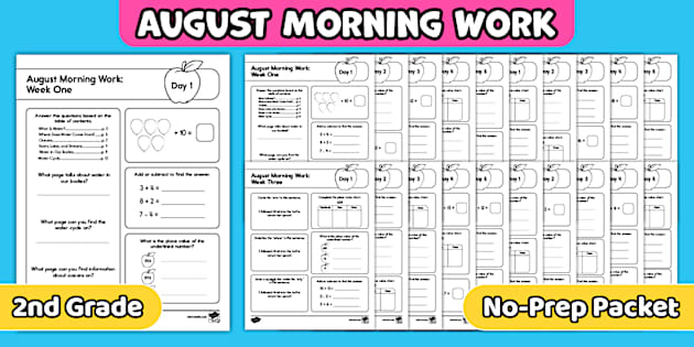 Second Grade August Morning Work Pack