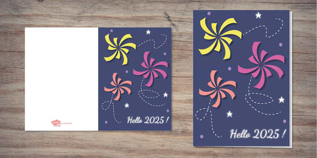 Hello 2025 Card - New Year's Greeting Card (teacher made)