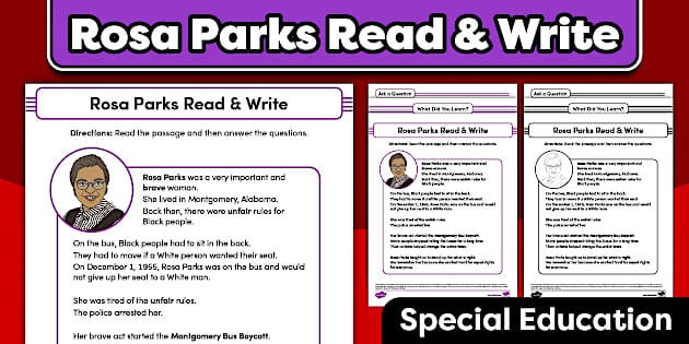 Rosa Parks Read and Write | Black History Month