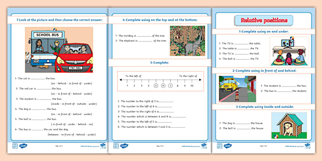 The Relative Positions worksheet (teacher made) - Twinkl The Relative Positions worksheet (teacher made) - Twinkl