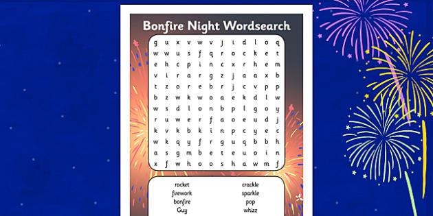 Bonfire Night Wordsearch - Bonfire Night Wordsearch, bonfire