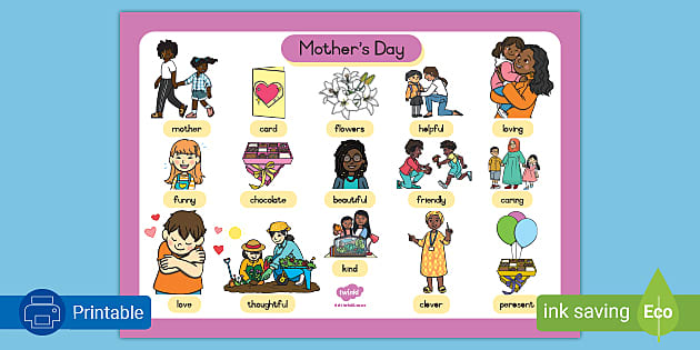 Mother's Day Adjectives | Word Mat | South Africa