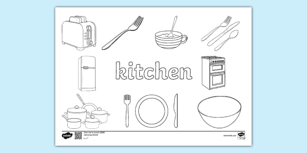 Kitchen Doodle Colouring Page (teacher made) - Twinkl
