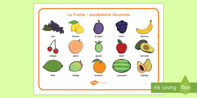 La Frutta Vocabolario Illustrato Italian - frutta, italiano