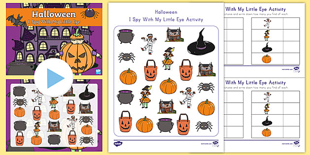 Halloween I Spy Worksheet and PowerPoint Game | Twinkl