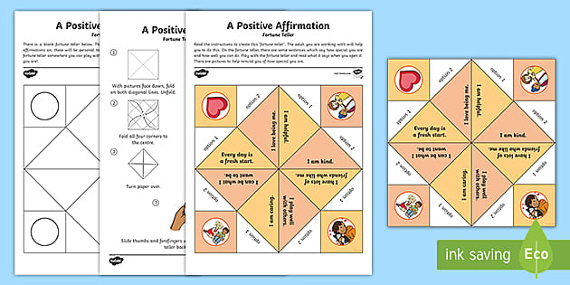 Editable Positive Affirmation Fortune Teller Activity