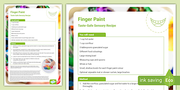 Taste-Safe Finger Paint Sensory Recipe (teacher made)