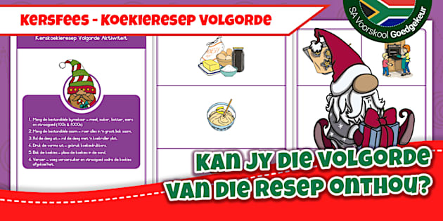 Voorskool: Kersfees - Koekieresep Volgorde Aktiwiteit