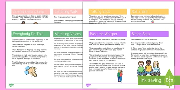 Game Ideas to Support Attention and Learning Activity Pack