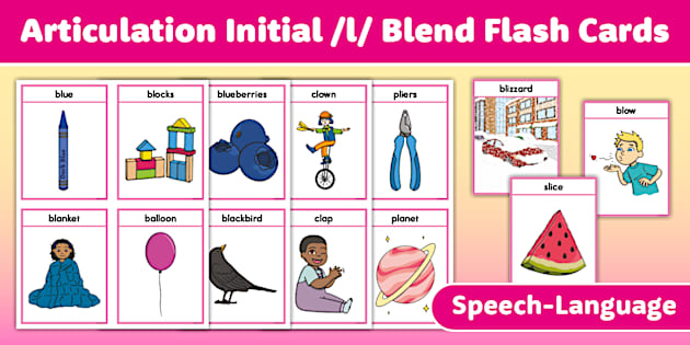 Articulation Initial /l/ Blend Words Flash Cards for SLP