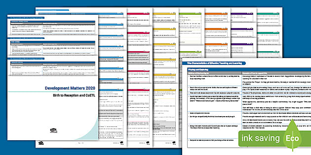 Development Matters 2020: Birth to Reception and CoETL PDF