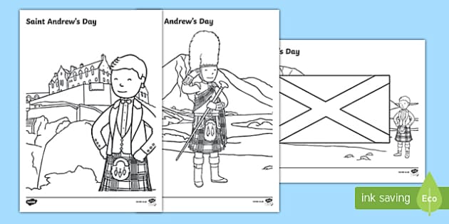 St Andrew's Day Scottish Colouring Pages (teacher made)